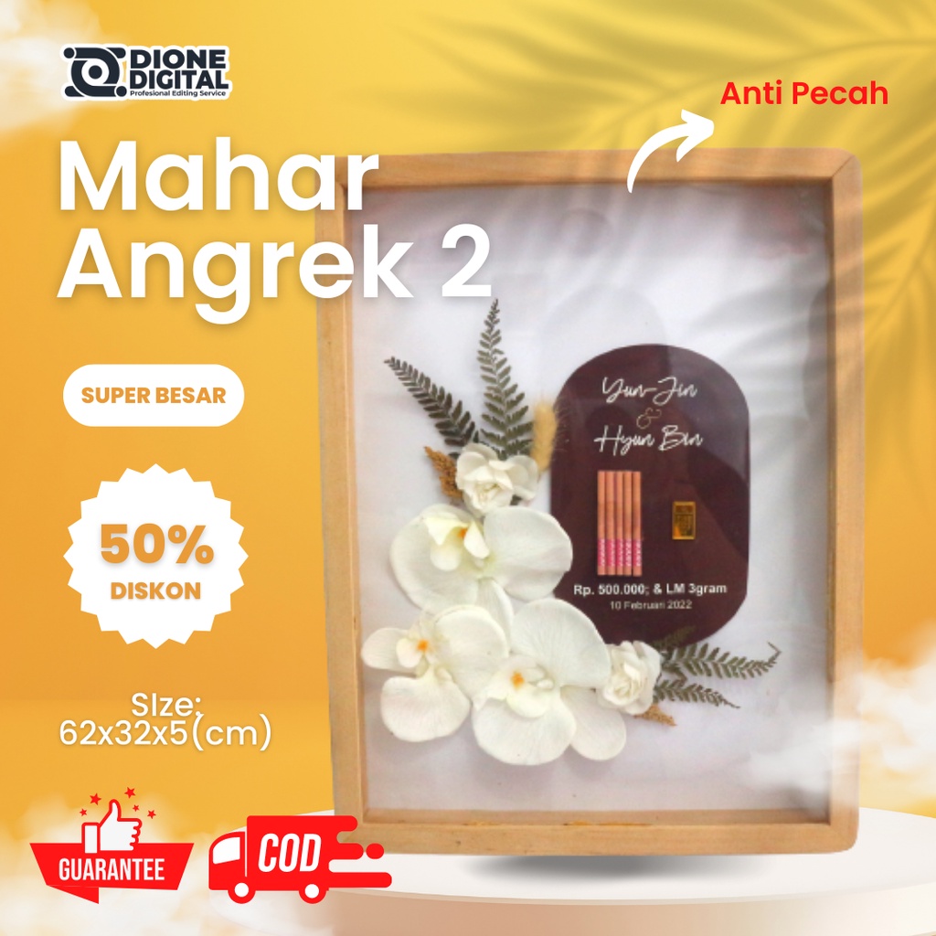 Jual Bingkai Mahar Pernikahan Rustic Bunga Anggrek 2 Kekinian Frame ...
