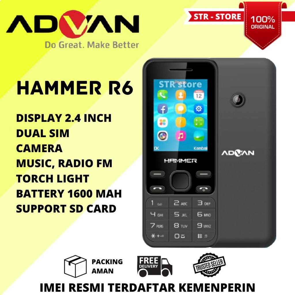Jual ADVAN HAMMER R6 FEATURE PHONE ADVAN R6 HP MURAH CANDY BAR | Shopee Indonesia