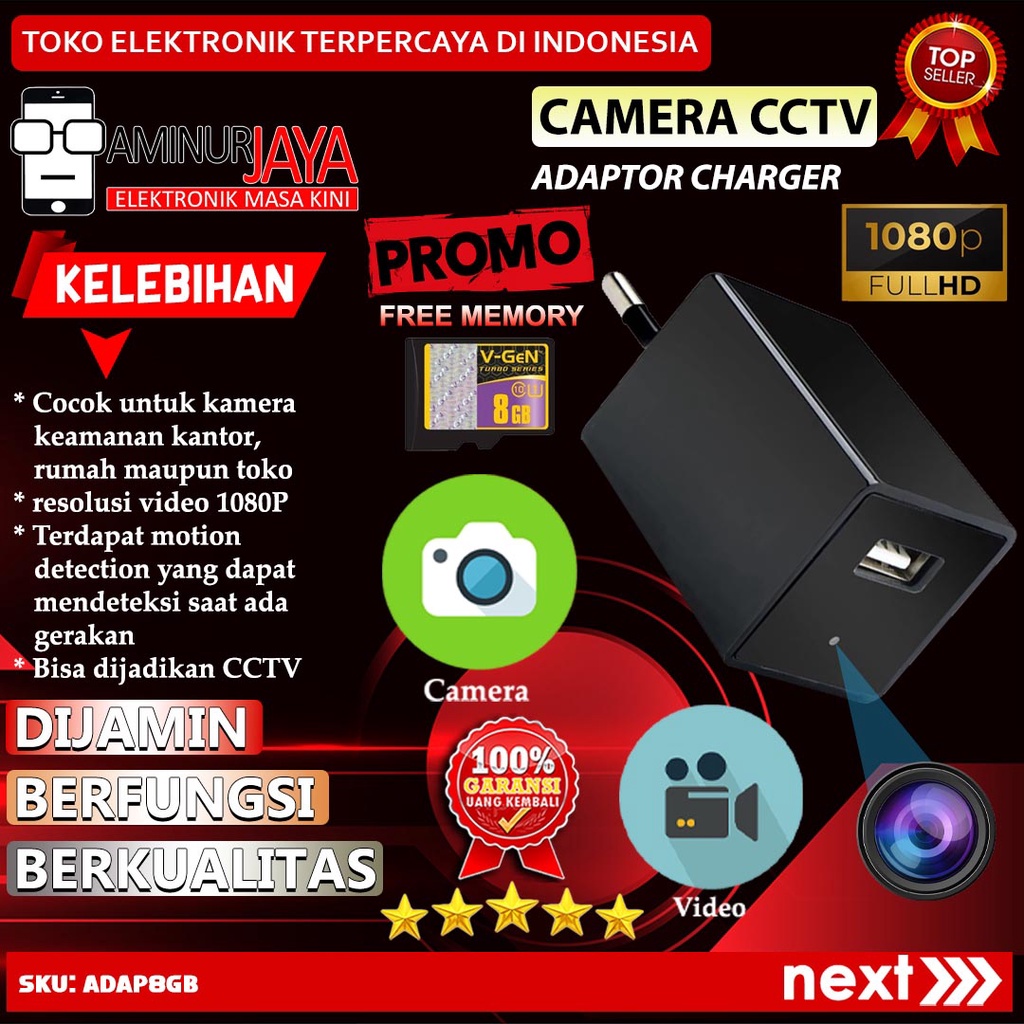 Jual Spy Cam Camera Adaptor Free Memori 8GB Kamera Casan Chargeran Handphone hp Hidden Camera ...
