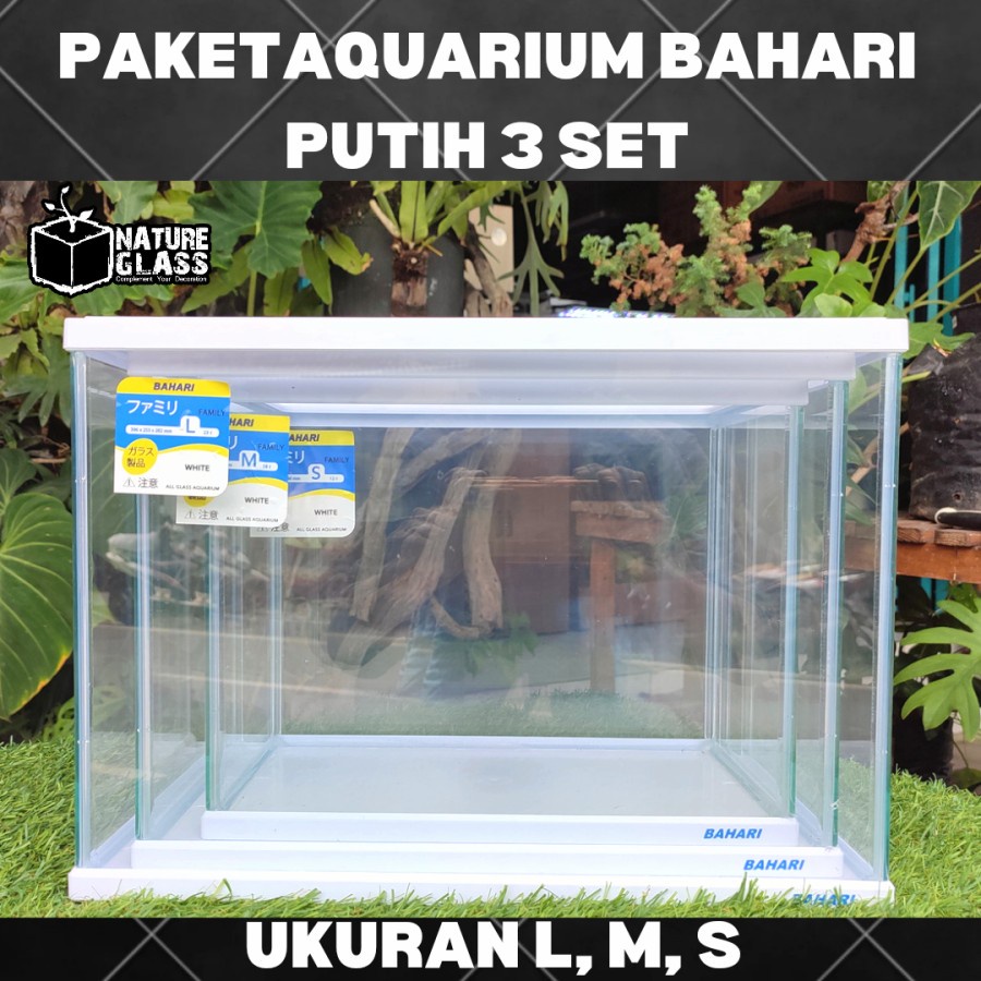 Jual Paket Hemat 3 Set Aquarium Akuarium Akrilik Kaca BAHARI S,M,L Putih, ikan hias reptil ...