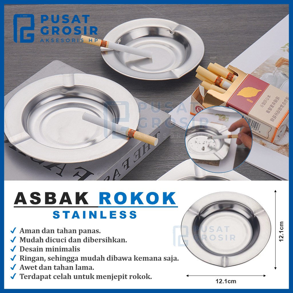 Jual Asbak Rokok Stainless bulat wadah abu roko seng portable cigarette ...