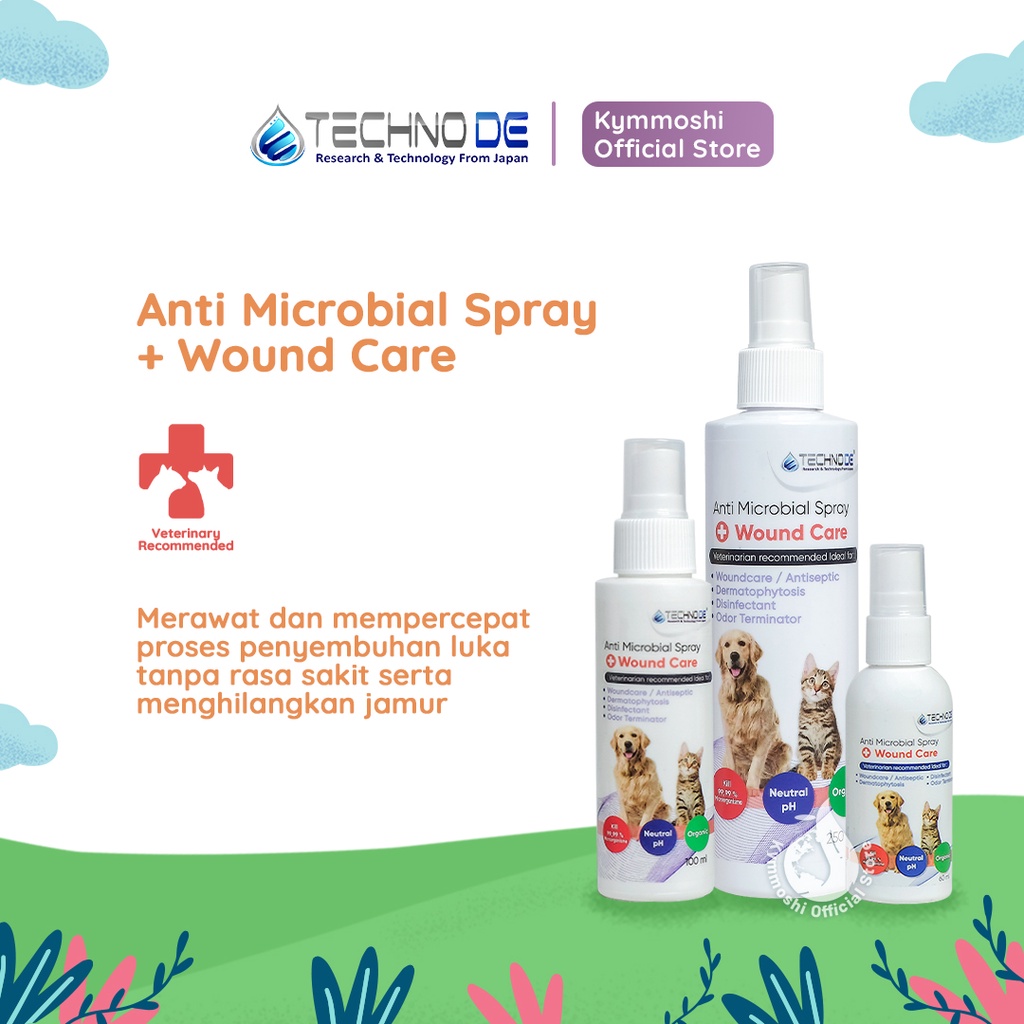 Jual Techno De Pet Care Anti Microbial Spray + Woundcare Obat Jamur dan ...