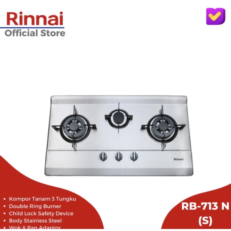 Jual Rinnai RB-713N (S) Kompor Tanam Built in Hob 3 Tungku | Shopee ...