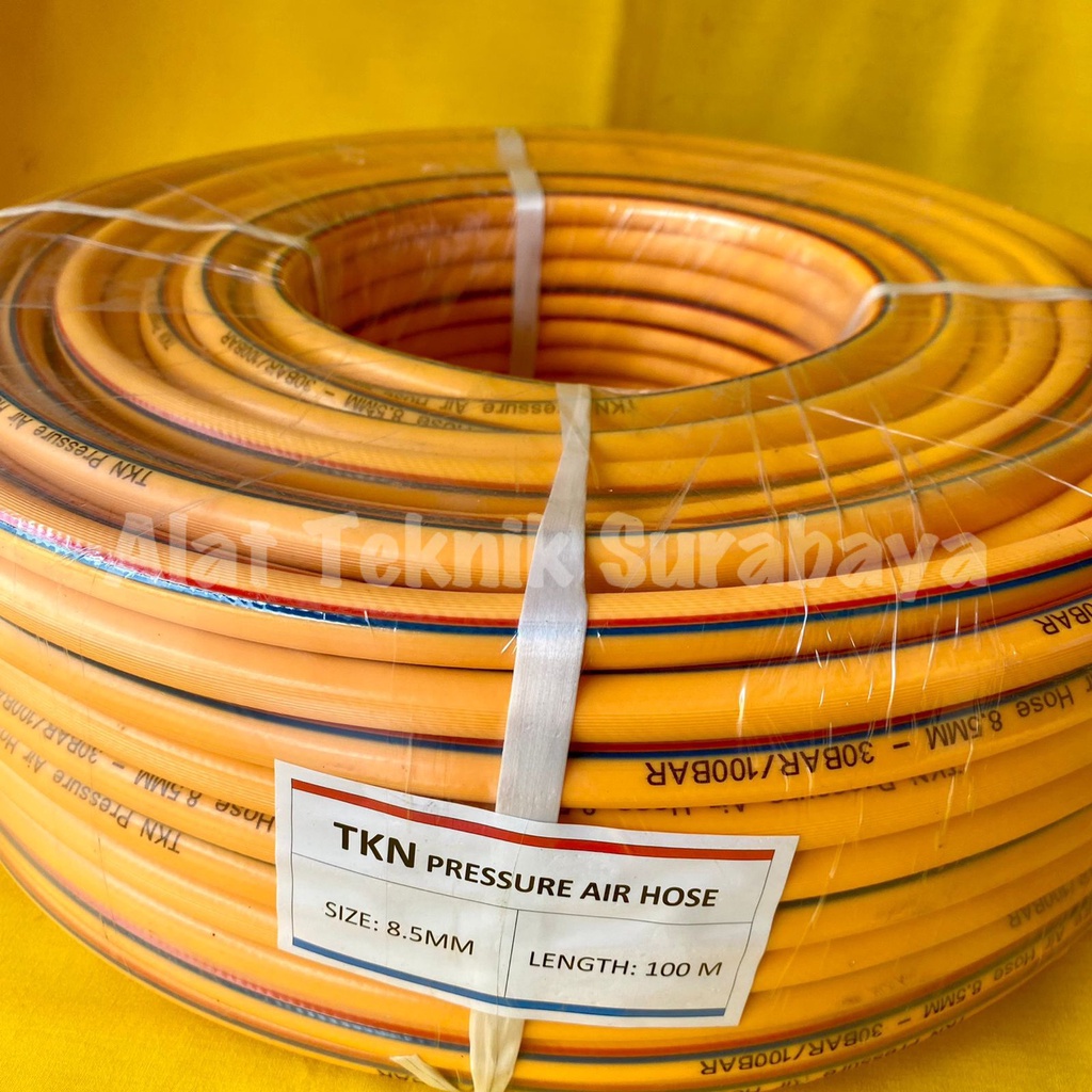 Jual SELANG KOMPRESOR ANGIN TKN 100 M METER KUNING 8.5 MM 30 BAR / 100 ...