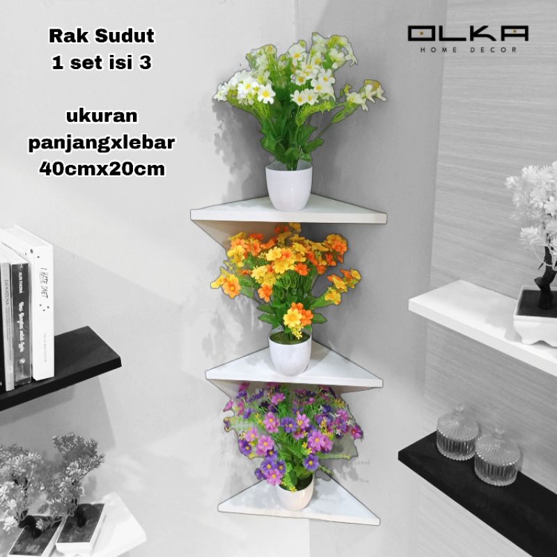 Jual Rak Sudut / Ambalan Segitiga / Rak Segitiga Pojok Ruang 1 Set Isi ...