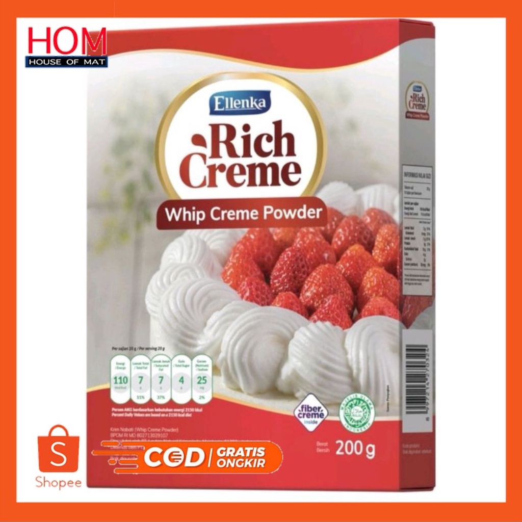 Jual [BARU] Rich Creme Whipped Cream by ELENKA 200 gr | Shopee Indonesia