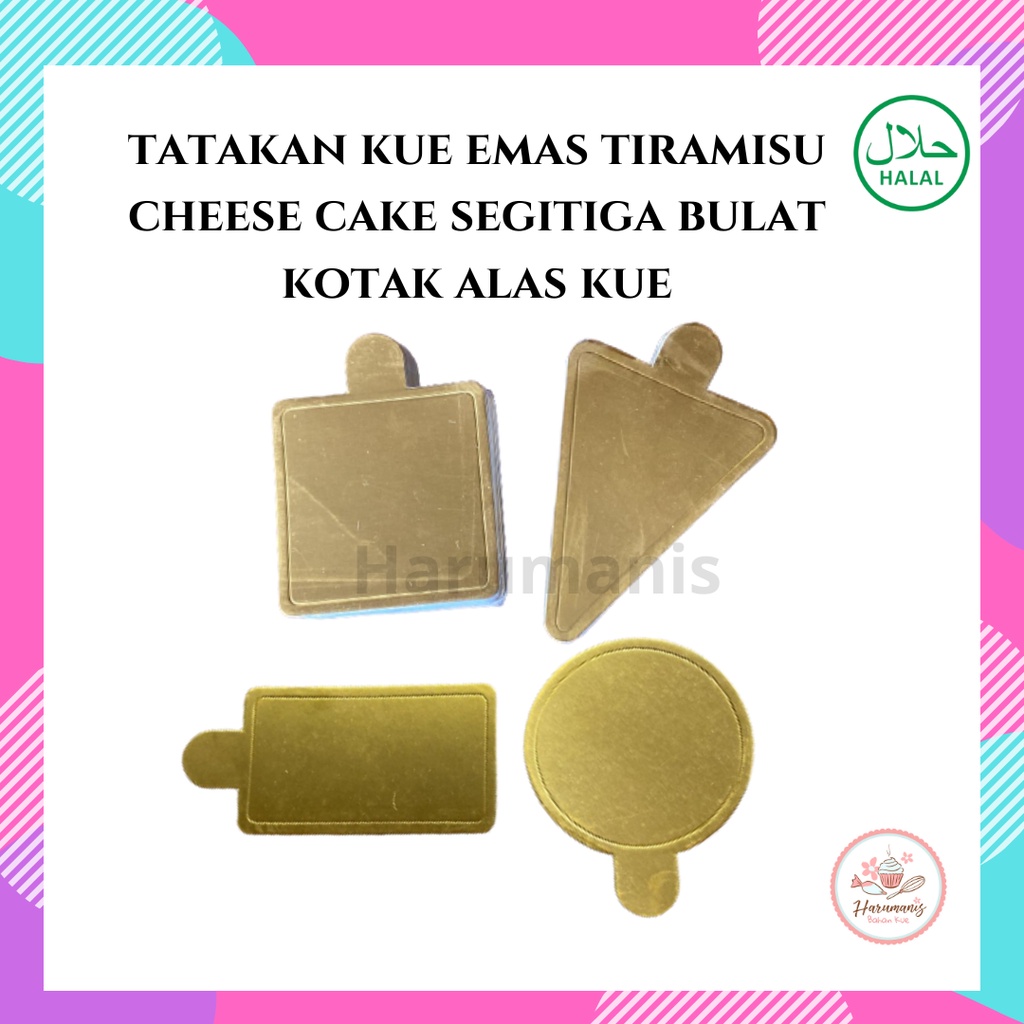 Jual Tatakan Kue Emas Tiramisu Cheese Cake Segitiga Bulat Kotak Alas ...