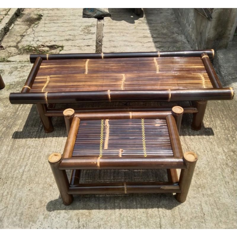 Jual bale bambu plus meja, kursi bambu, kursi tamu, kursi makan, kursi ...