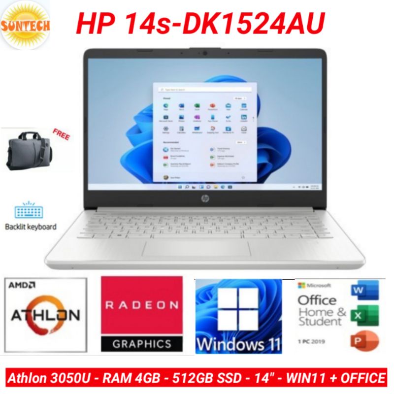 Jual LAPTOP HP 14s-DK1524AU AMD ATHLON 3050/SSD 512GB/4GB/14"/WINDOWS+OFFICE RESMI | Shopee ...