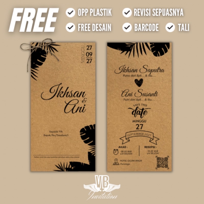 Jual Undangan Nikah Aesthetic Kraft Custom Murah Unik Elegant Rustic ...