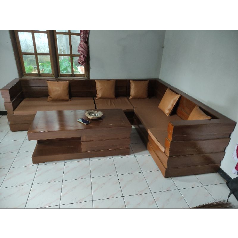 Jual Kursi Sudut Kursi Sudut Box Kayu Jati | Shopee Indonesia