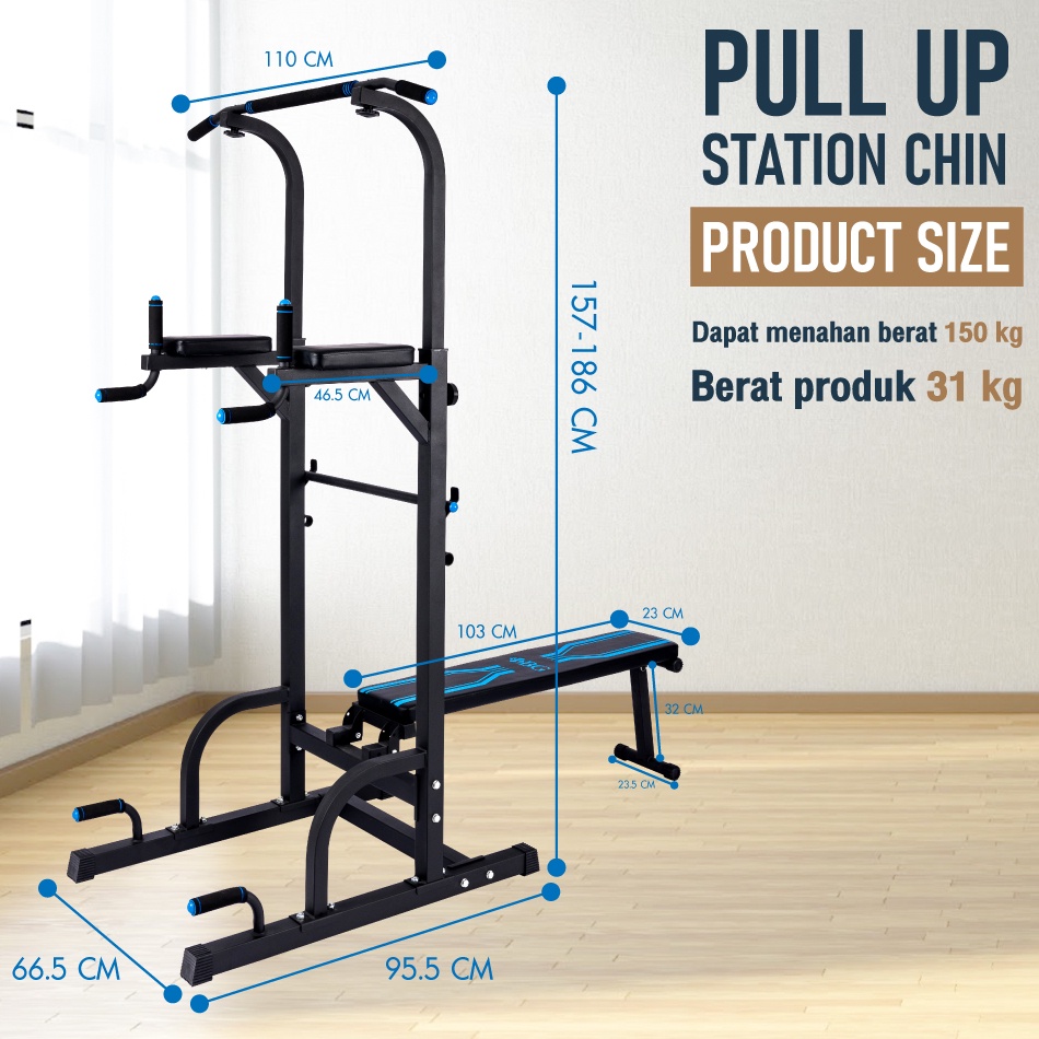 Jual HTD SPORT Pull Up Bar Station Chin Up Multifungsi Alat Pull Up ...