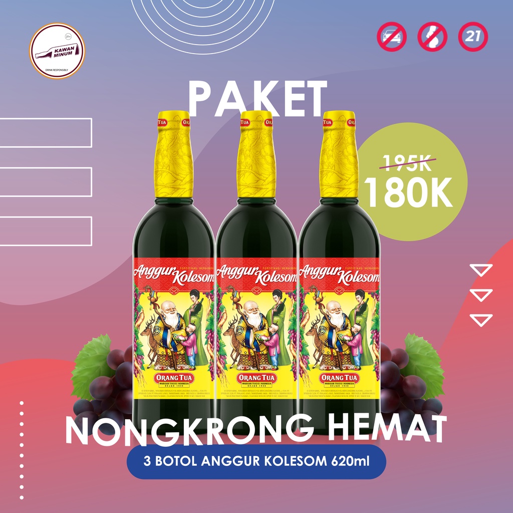 Jual Paket Nongkrong Hemat (3 Botol Anggur Kolesom 620mL) | Shopee ...