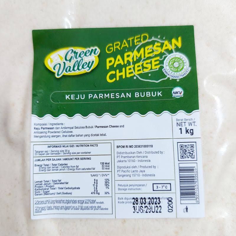 Jual green valley parmesan cheese 1kg | Shopee Indonesia