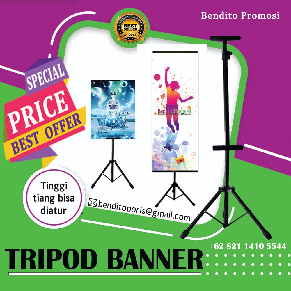 Jual Tripod Banner dengan Cetak, Stand Tripod Plus Cetak Banner, Standing Banner, Banner Promosi ...