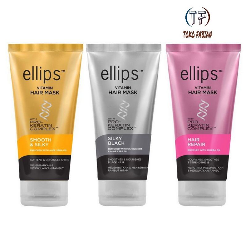 Jual ELLIPS Hair Mask Pro Keratin Smooth & Silky 120 Gram Tube | Shopee ...
