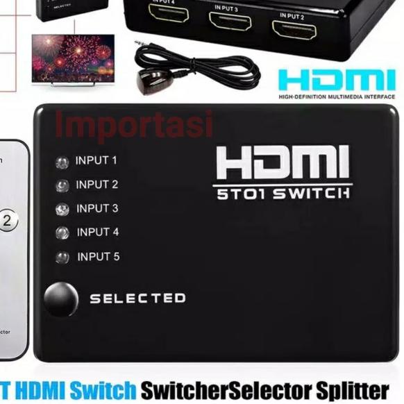 Jual HDMI Switcher 5 Port Hub Splitter HDTV 1080 HD FHD Switch Selector ...