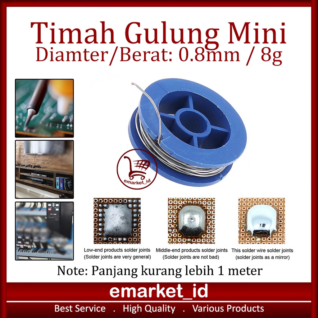 Jual Timah Gulung Mini 0.8mm 8g Roll Flux Rosin Solder / Kawat Tinol ...