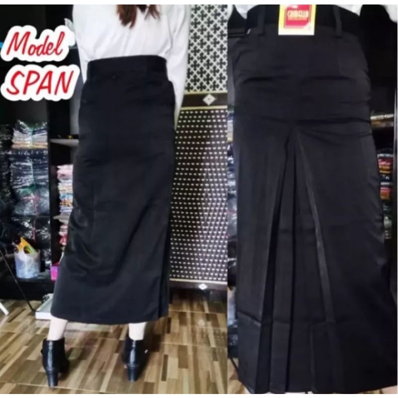 Jual promo...Rok sekolah Rok span belah 1 panjang SMP SMA (twist/licin)/Rok sekolah murah ...
