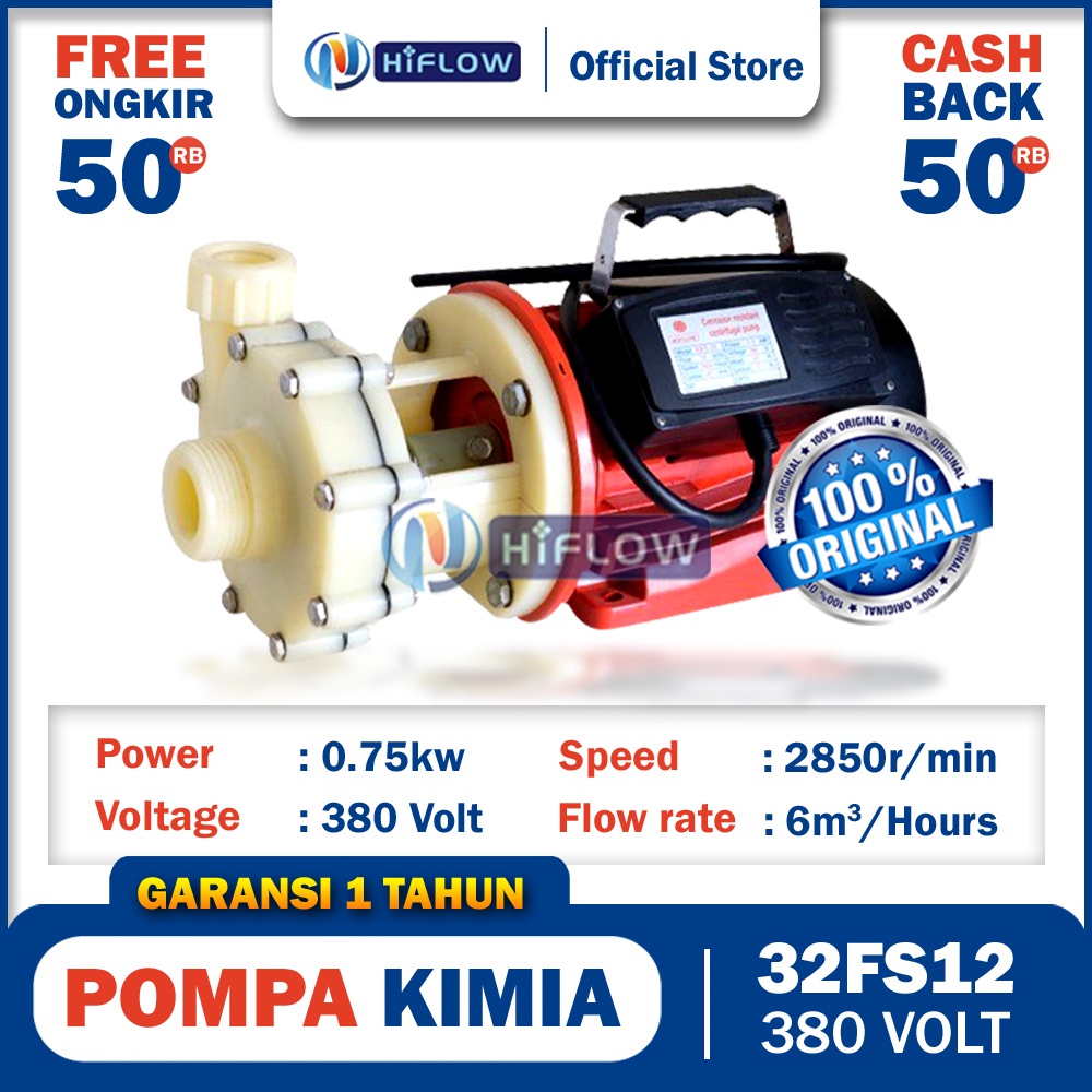 Jual Pompa Kimia Hiflow 32FS12 380 Volt 750 watt / Pompa cairan asam ...