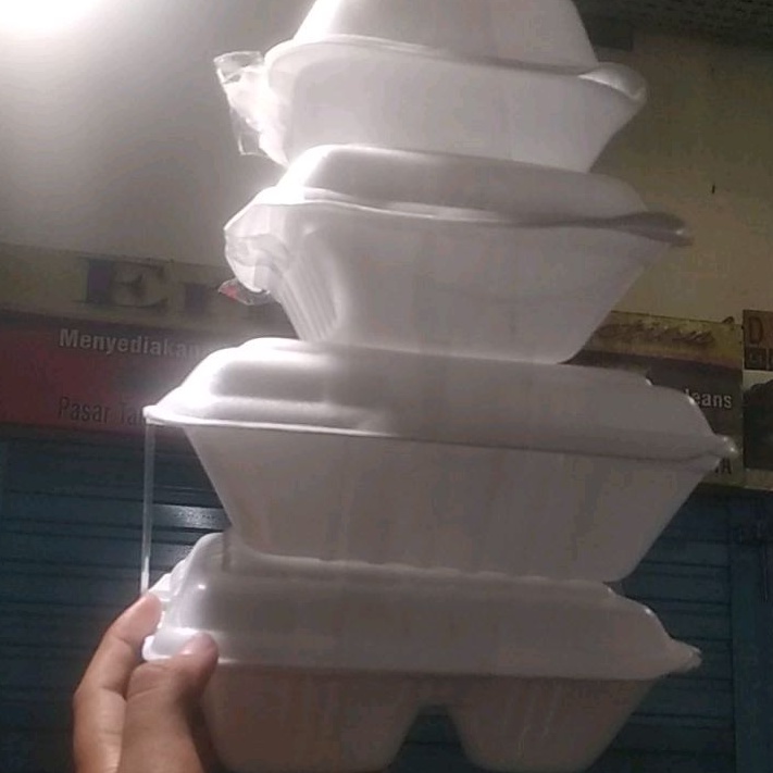 Jual Sterofoam bubur ayam burger kotak polos Sekat 3/box gabus putih ...