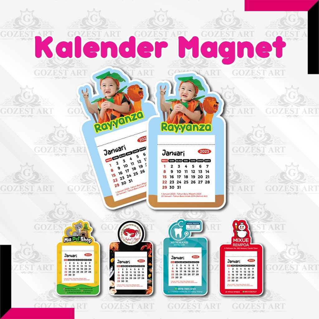 Jual Kalender mini magnet custom Souvenir Kalender / Kalender Tempel ...