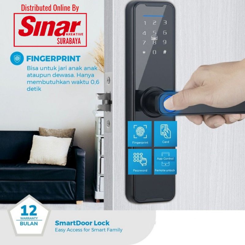 Jual SMART LOCK DOOR FINGERPRINT MULTI AKSES DENGAN PIN DAN KARTU ...