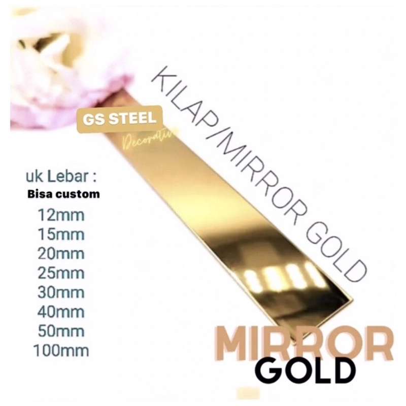 Jual LIST PLAT STRIP MIRROR GOLD Uk Lebar X 305CM xT 0,8MM STAINLESS ...