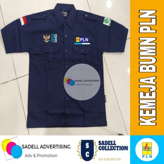 Jual Kemeja PDH PLN BUMN Seragam PDH PLN BUMN Safety First Navy Lengan ...