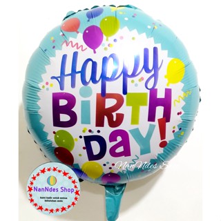 Jual Balon Happy Birthday Foil Bulat Pentung Stick Biru Pink Polkadot ...
