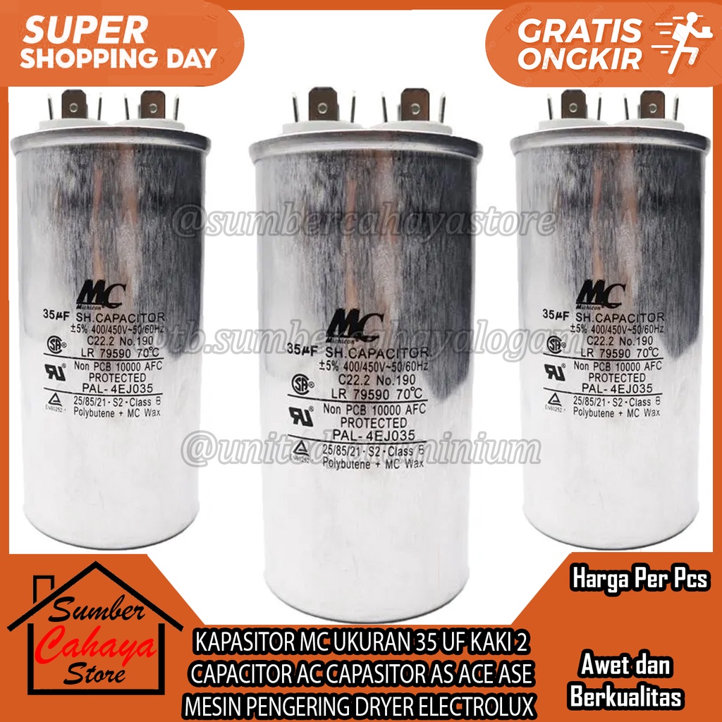 Jual KAPASITOR MC UKURAN 35 UF KAKI 2 CAPACITOR AC CAPASITOR KAPACITOR ACE ASE MESIN PENGERING ...