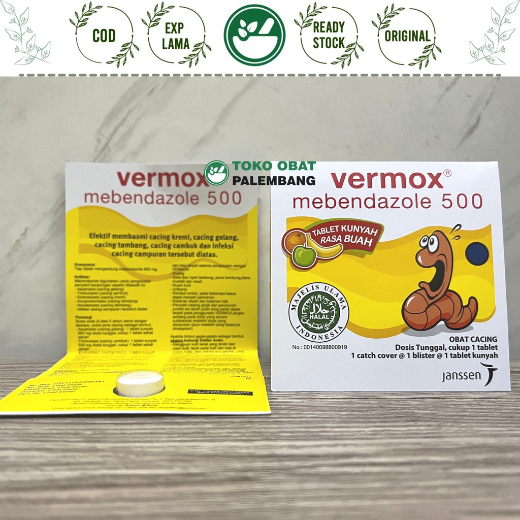 Jual VERMOX OBAT CACING 1 TABLET KUNYAH Mebendazole | Shopee Indonesia