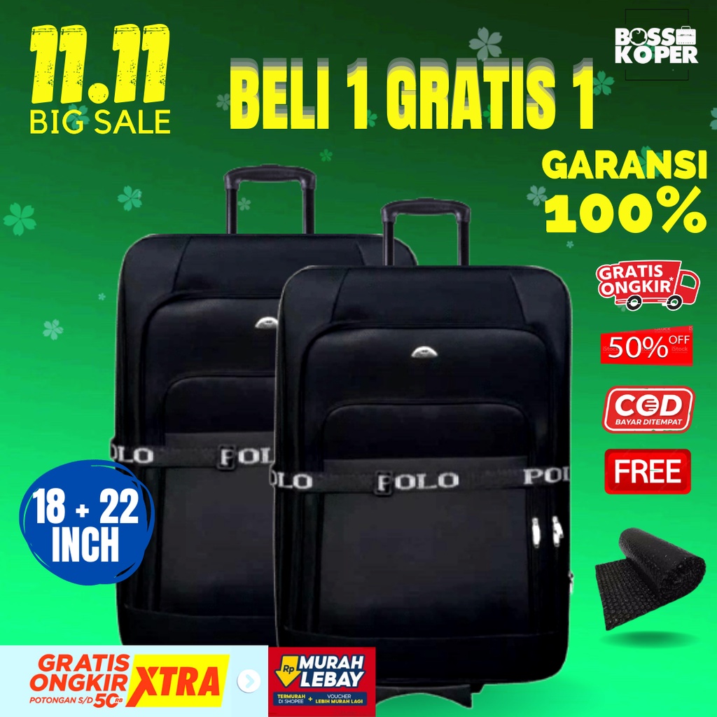 Jual Koper kain Set 18+22 inch Polo ukuran bagasi -ukuran kabin-tas ...