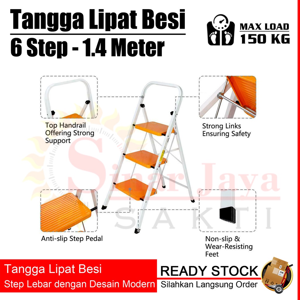 Jual Tangga Lipat 6 Step 1.4 Meter | Tangga dengan Step Lebar Cocok ...