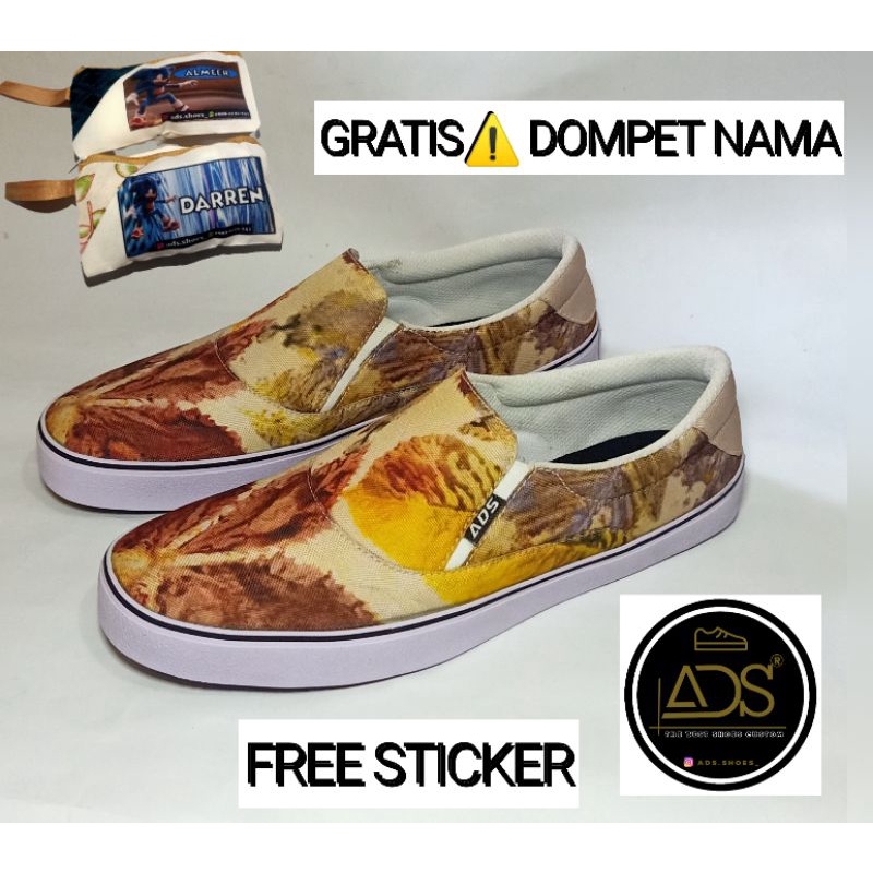 Jual ADS - Sepatu custom motif ECOPRINT Eco Print, bisa cetak nama dan ...