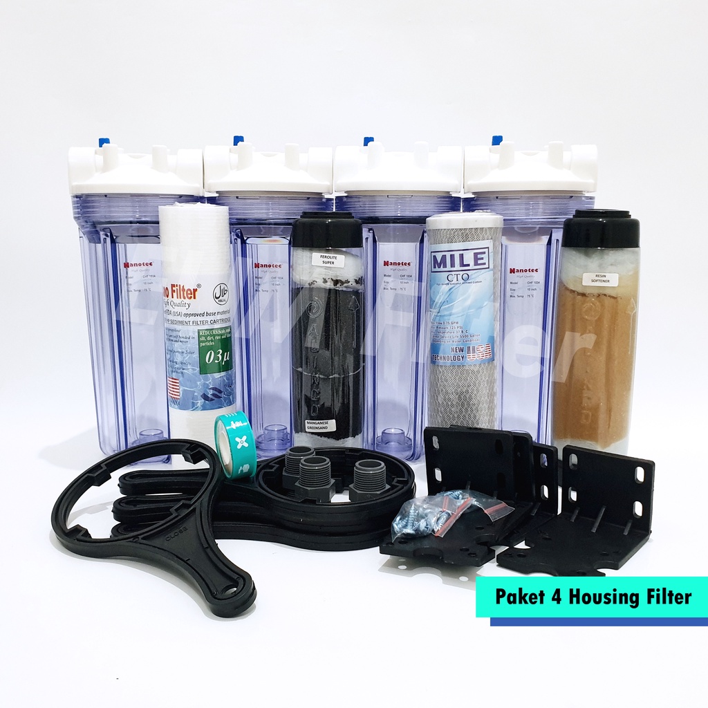 Jual Filter Air Sumur - Filter Air Ledeng 4 Housing 10 inch 5 Tahap ...