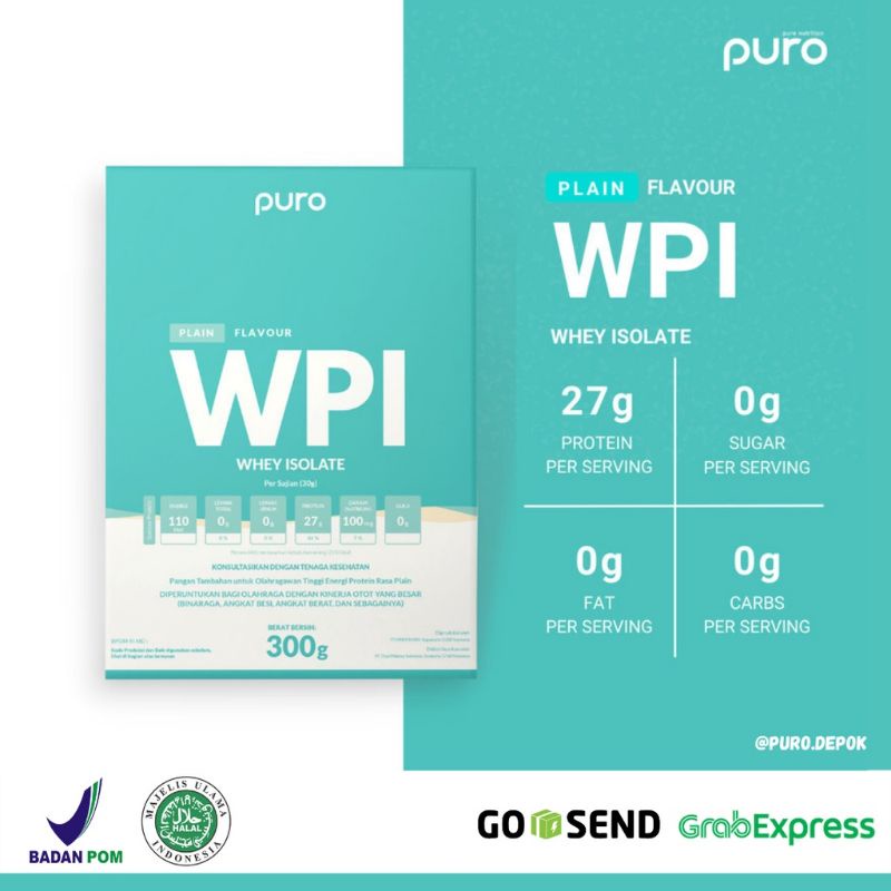 Jual Susu Gym Whey Protein Isolate Suplemen Fitness PURO WPI 300g 300gr ...
