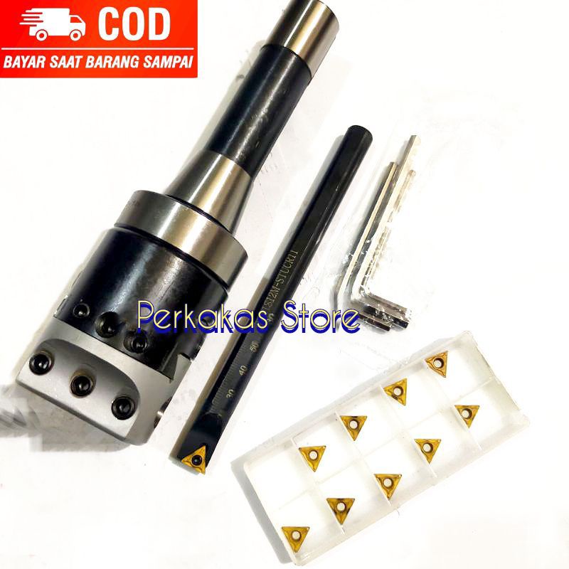 Jual Alat Korter Lubang Boring Head 50MM Arbor R8 Set holder dalam 12mm ...