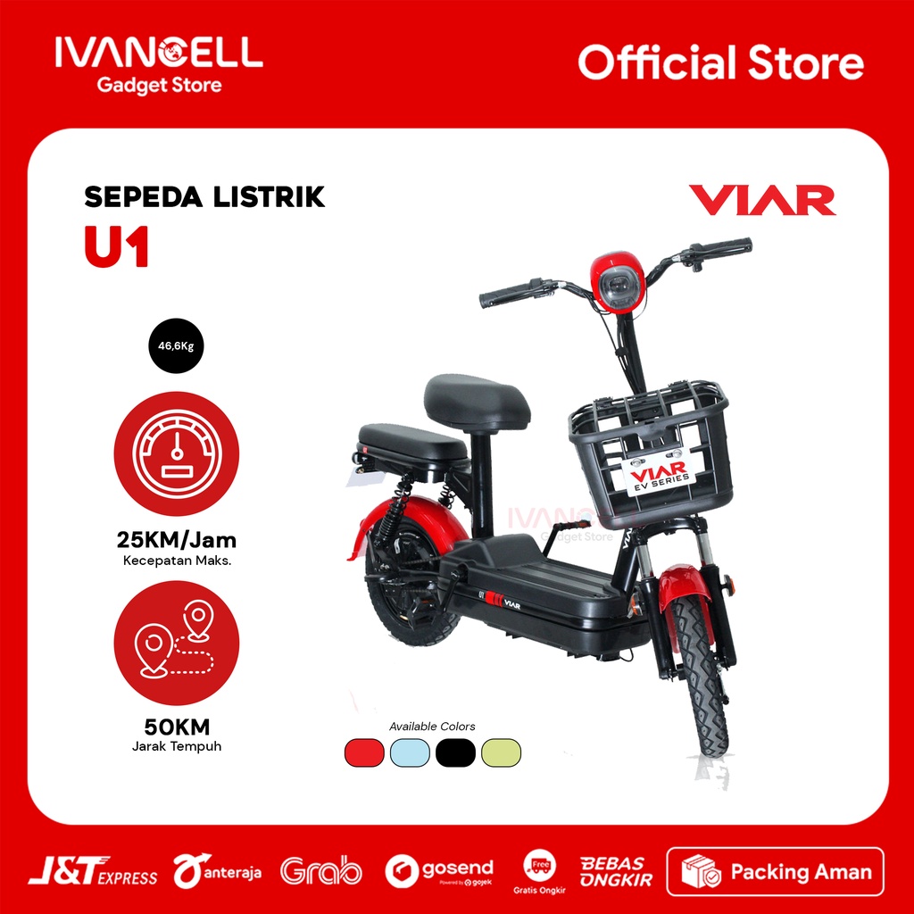 Jual Official Viar U1 350W Sepeda Listrik E-Vehicle ebike Full LED Lamp ...