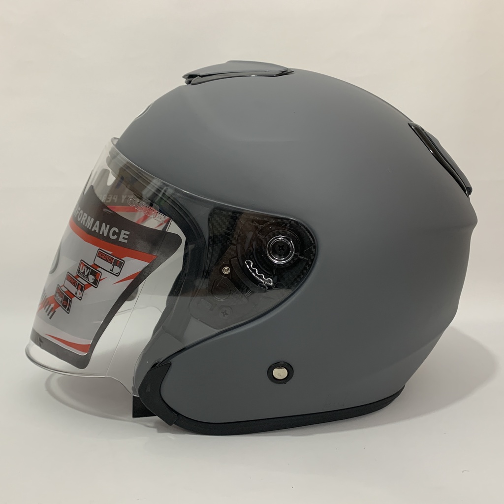 Jual Helm Kyoto Gorilla Abu Doff - Kaca Clear - Helm Retro SNI Dewasa ...