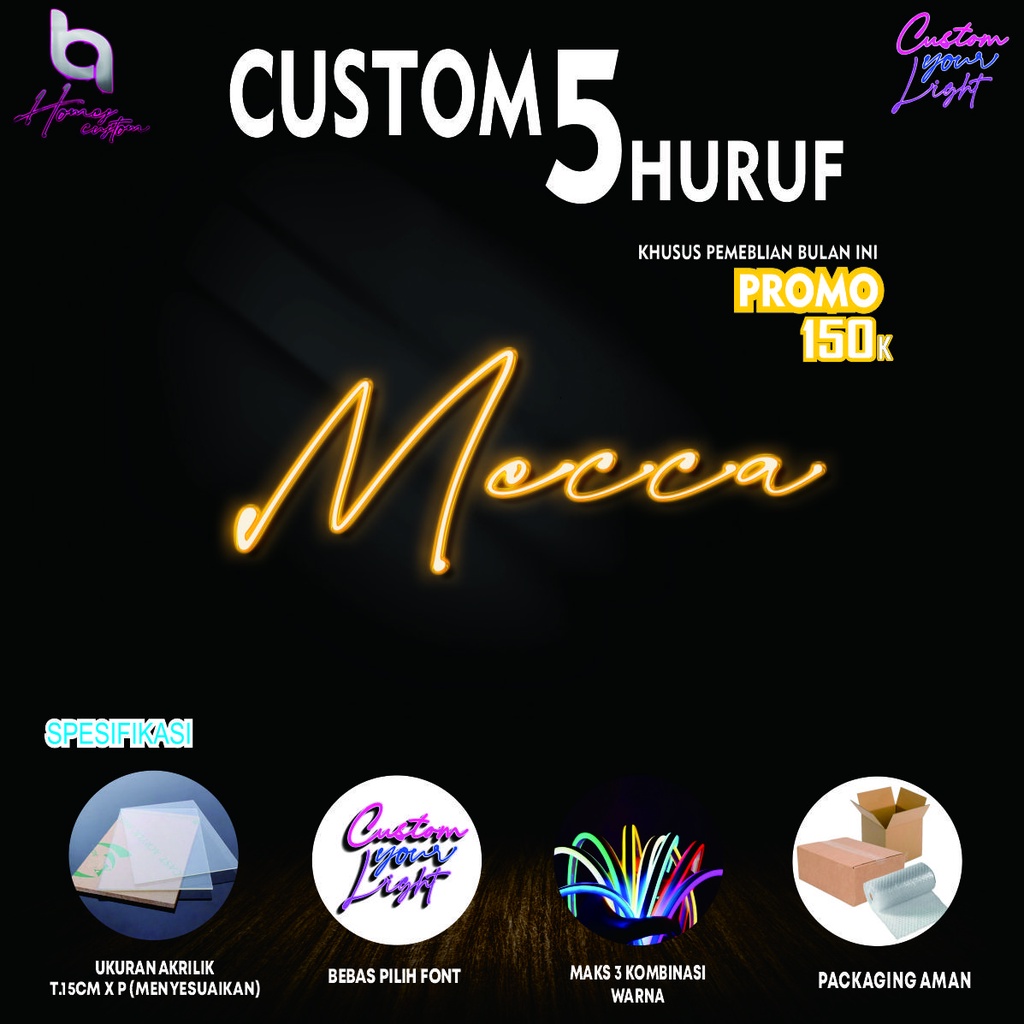 Harga Neon Custom 5 Huruf Terbaru Jul 2025 | BigGo Indonesia