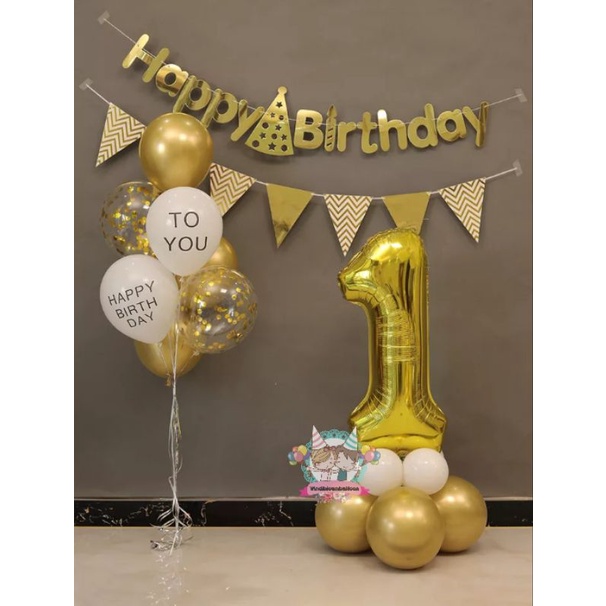 Jual WINDBLOWN BALON SET HBD BIRTHDAY IN GOLD / SILVER FOR BOY GIRL ...