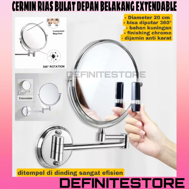 Jual CERMIN RIAS 2 SISI KACA PEMBESAR ZOOM MODEL BULAT TEMPEL DINDING ...
