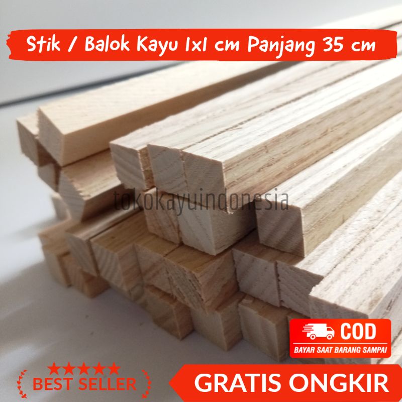 Jual Stik / Balok Kayu Akas 1x1 cm Panjang 35 cm Toko Kayu Indonesia ...
