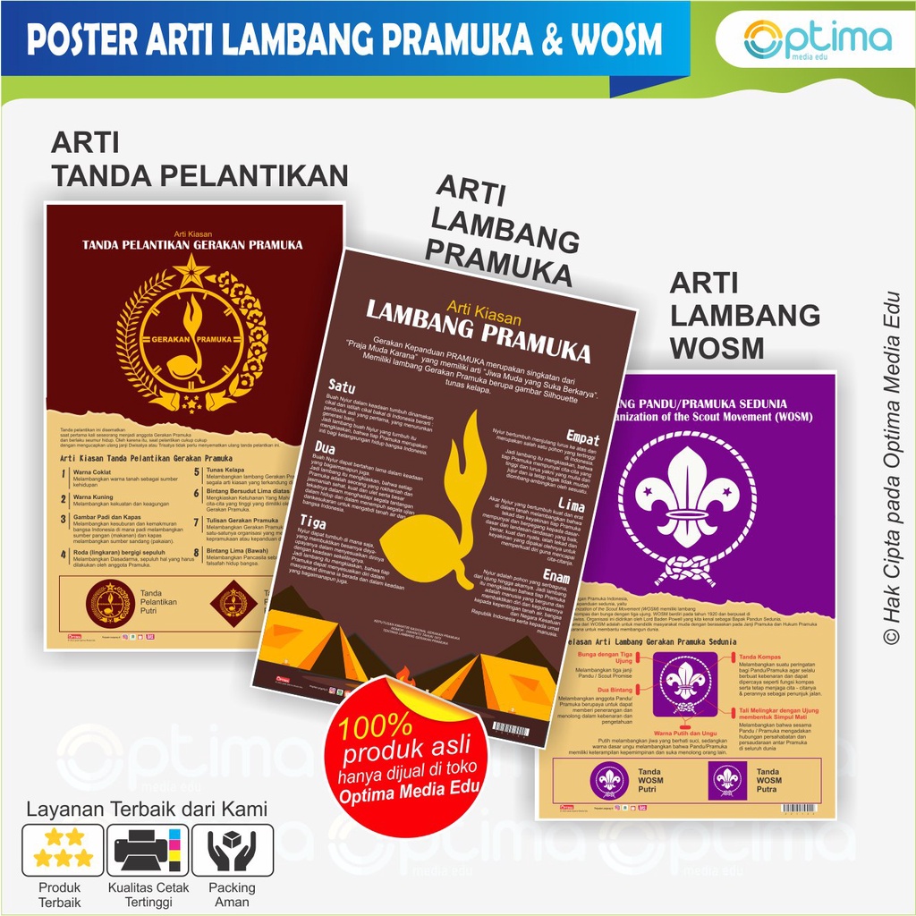 Jual Poster Arti Lambang Pramuka, Tanda Pelantikan, Lambang Pandu Dunia ...