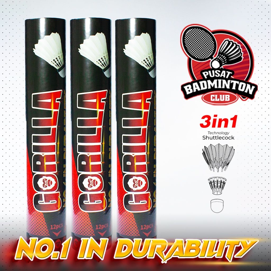 Jual Kok Badminton Gorilla Shuttlecock 3 in 1 (Kok Bulu Tangkis ... Jual Kok Badminton Gorilla Shuttlecock 3 in 1 (Kok Bulu Tangkis ...