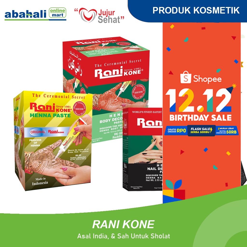 Jual Heena/Henna Tangan Rani Cone RK Aneka Warna India Herbal ...