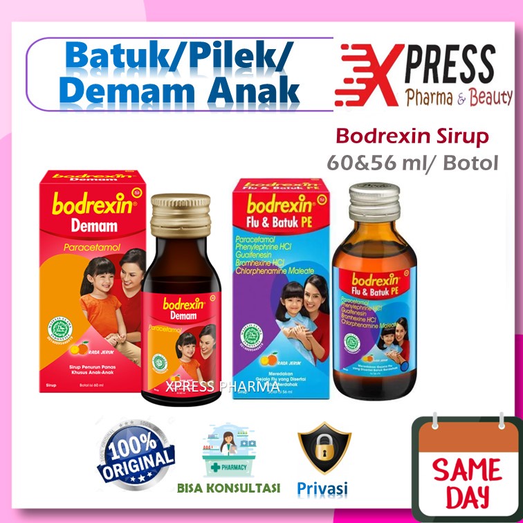 Jual ⚡XPRESS⚡ Bodrexin SIRUP Obat Batuk Pilek Flu PE Demam Pusing Merah ...