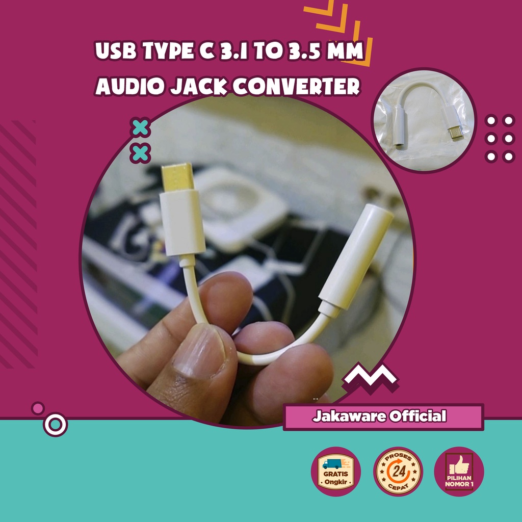 Jual USB TYPE C 3.1 TO 3.5 MM AUDIO JACK CONVERTER AUX AUDIO ADAPTER ...