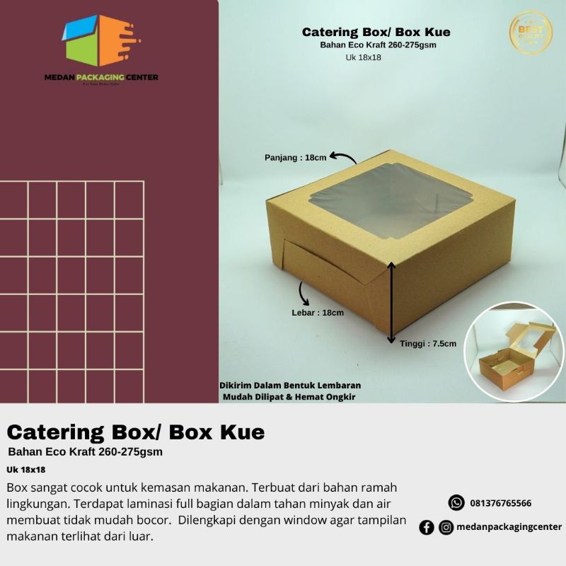 Jual Box bolu / catering box / kotak nasi kraft / box nasi kotak 5pcs ...